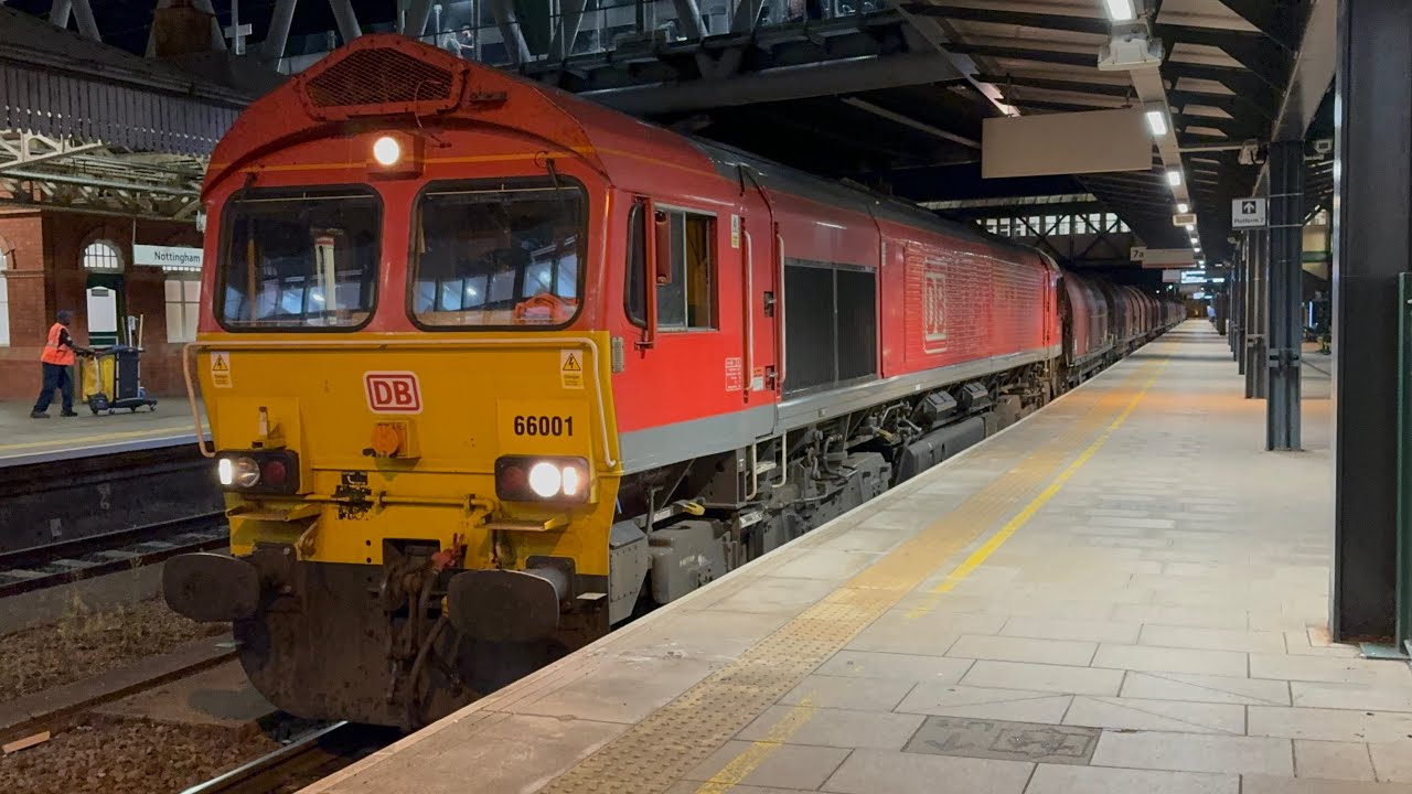 DB Cargo UK Class 66 66001 Nottingham 6M08 Boston to Wolverhampton BYA ...