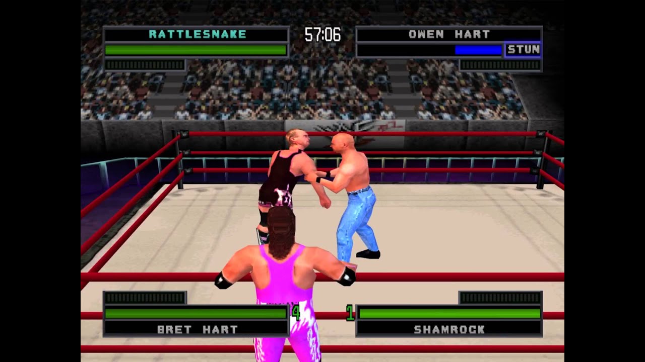 WWF Warzone - Tag Team Fight 02 (Rattlesnake (Steve Austin) & Bret Hart ...