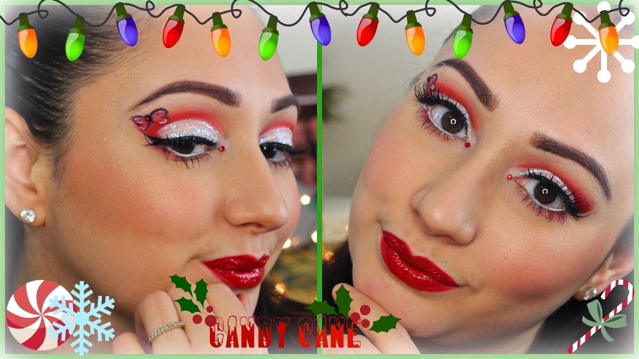 Candy Cane inspired makeup| #1MillionYTSubCollab - YouTube