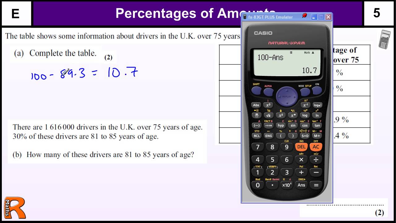 Percentage of an Amounts GCSE Maths Foundation revision Exam paper ...
