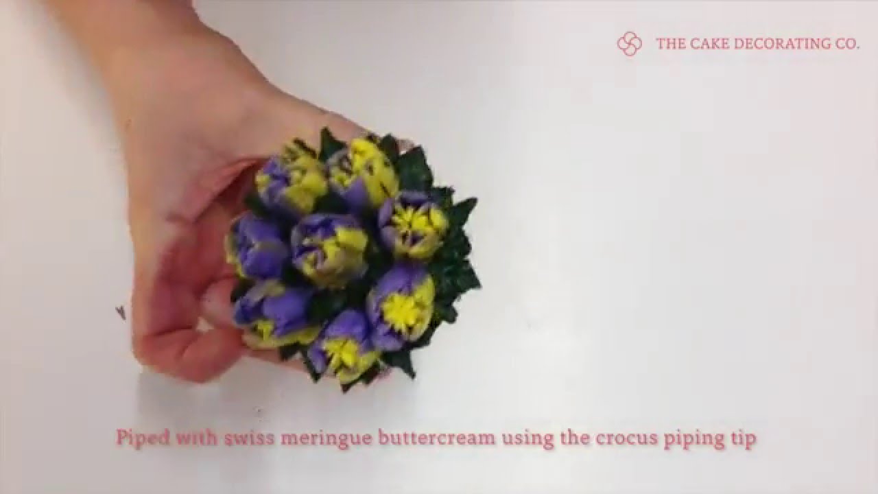 Flower Piping Tip: How to pipe a Crocus - Floral Cupcake - YouTube