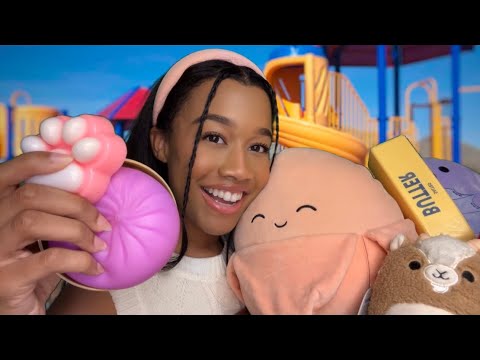 ASMR Girls on The Playground Sells You Squishies and Plushies 🧸 (Dumpling, Taba, & Butter Squishy)