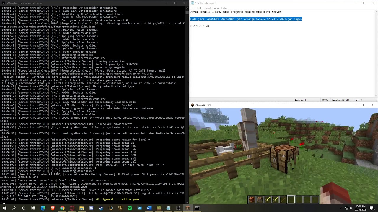 IFB 102 Mini-Project: Modded Minecraft Server running on RaspberryPi - YouTube