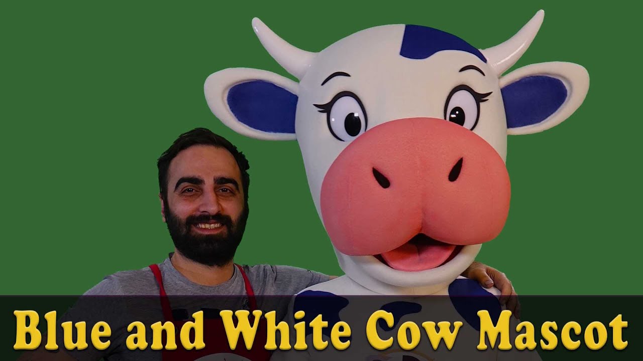 Blue and White Cow Mascot Costume - MASKOT - YouTube