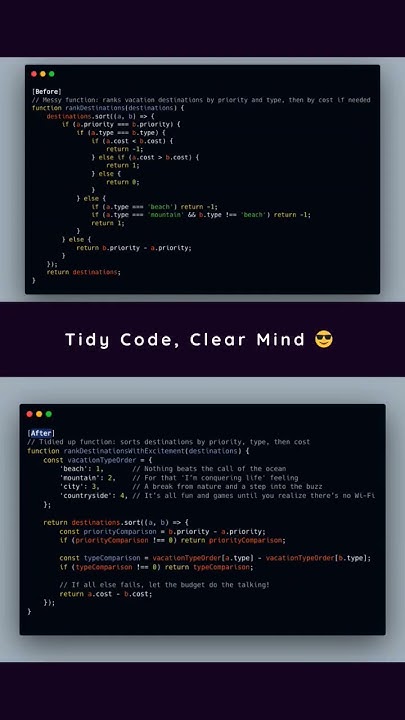 Tidy Code, Clear Mind 😎 - YouTube
