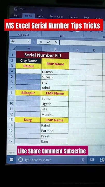 Ms Excel Serial Number Tips Tricks Shorts Msexcelcourse Viral Youtubeshorts Youtube