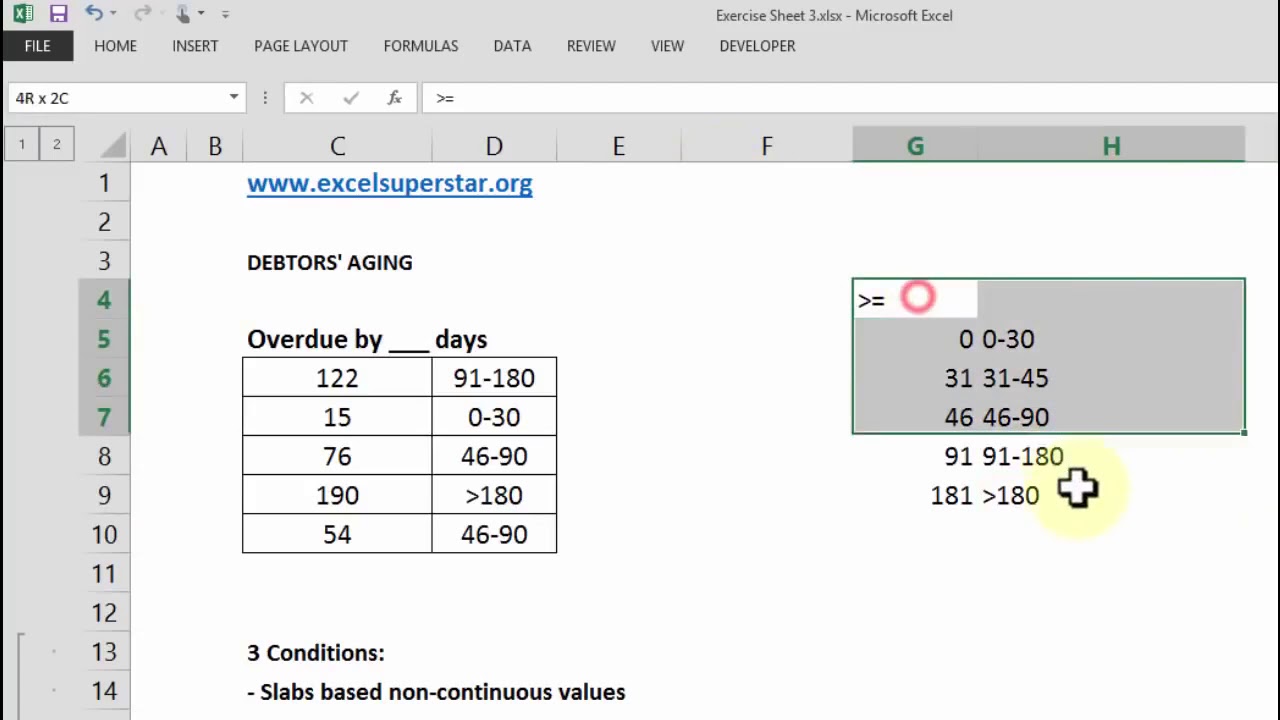 Debtors Ageing Analysis using VLOOKUP - YouTube