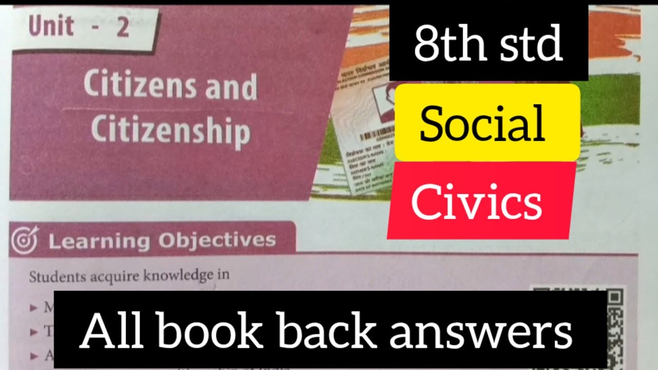 8th Social Civics unit 2 Citizens and Citizenship //All book back ...