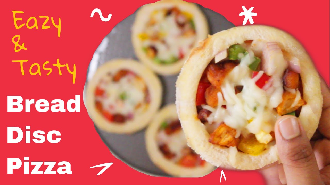 Bread Disc Pizza without oven | Recipes with bread | Cheesy bread disc ...