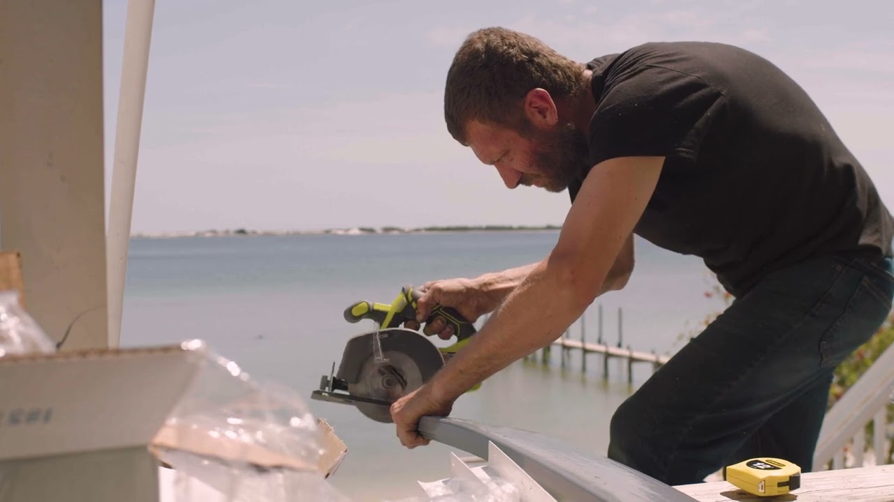 Installing UpSide Deck Ceiling by Color Guard Railing - YouTube
