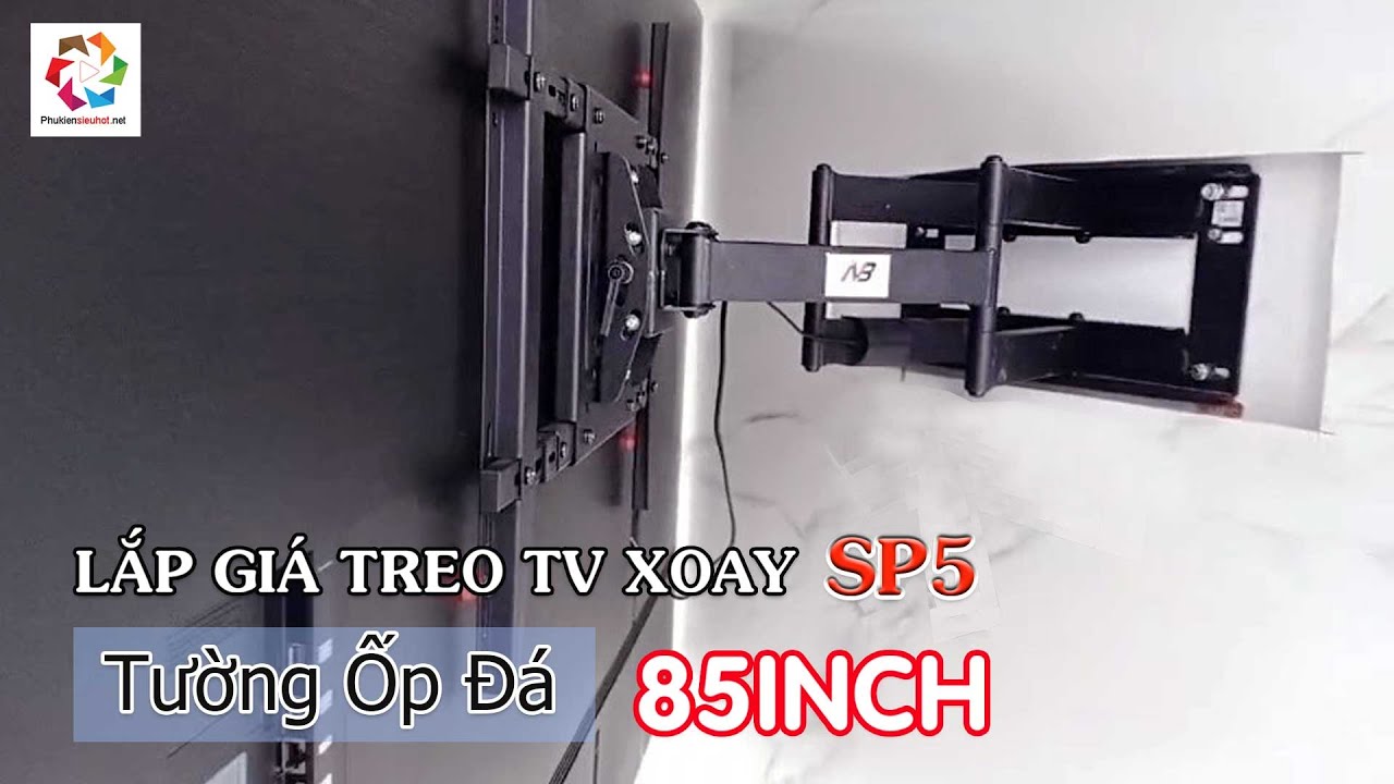 Lắp Giá Treo Tivi Xoay Cho TV 85inch Treo Tường Ốp Đá Tại Quận 7 - YouTube