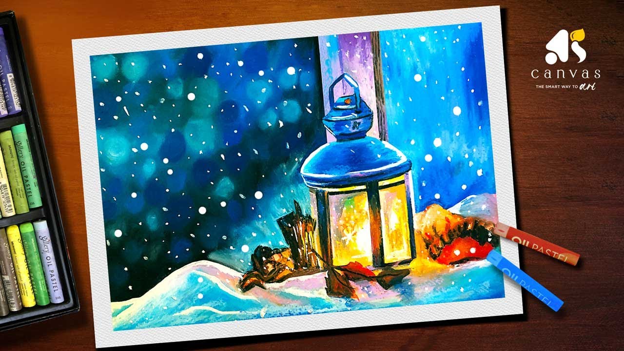 Oil Pastel Christmas Lantern Drawing / Christmas Special Lantern ...