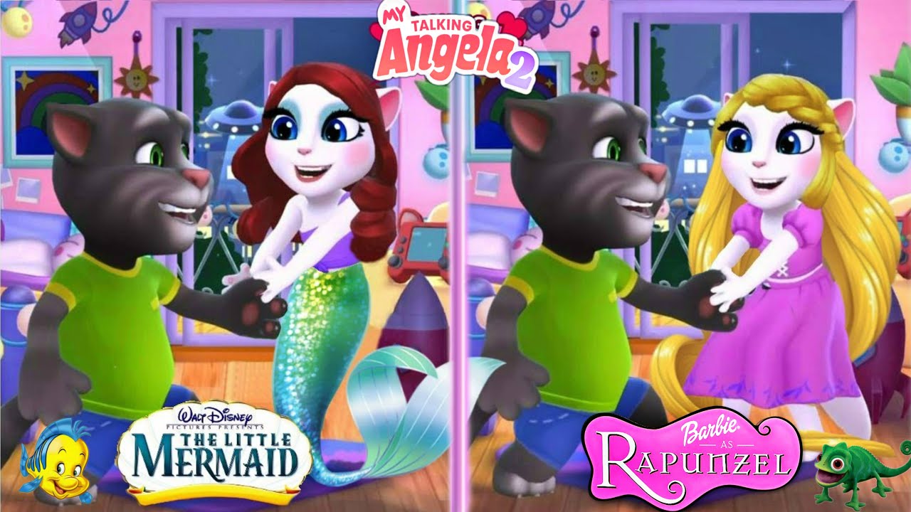 My Talking Angela'm 2 and Tom 😻 || The Little Mermaid vs Rapunzel | New ...