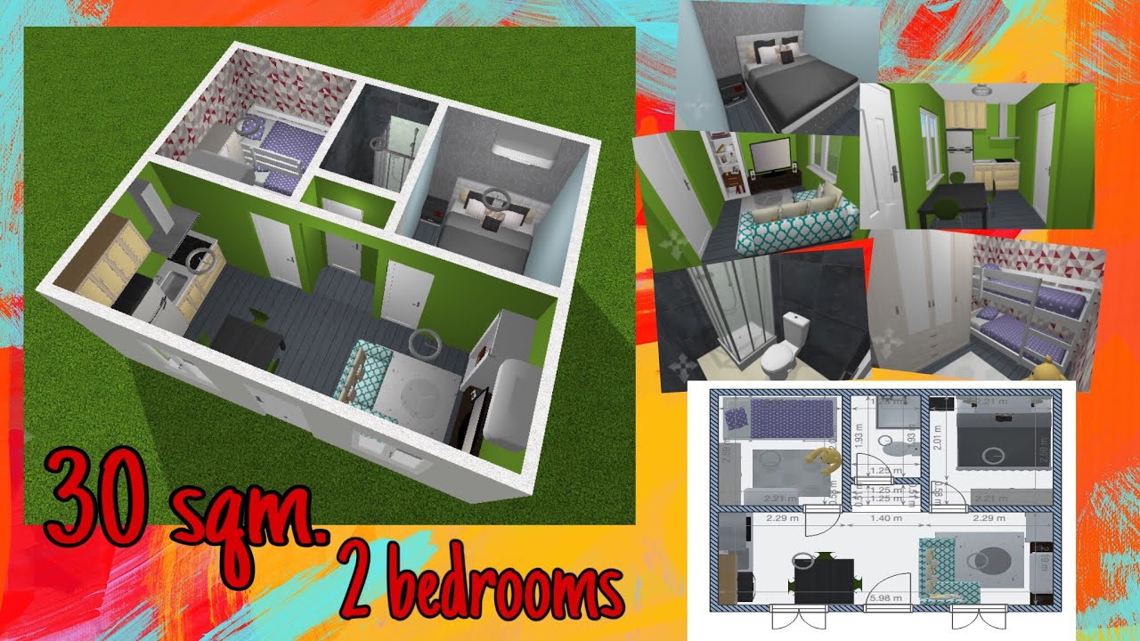 Small House Design (30sqm.) with 2 bedrooms - YouTube