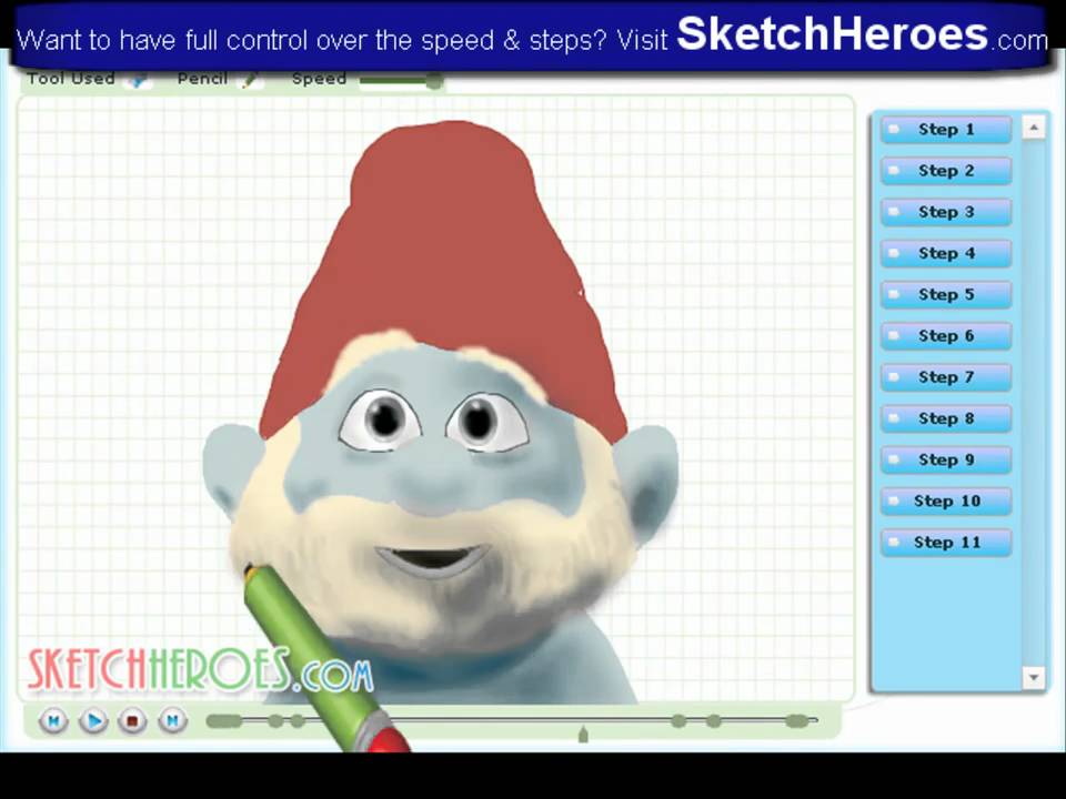 How to draw Papa Smurf (Smurf'd) -- drawing tutorial video - YouTube