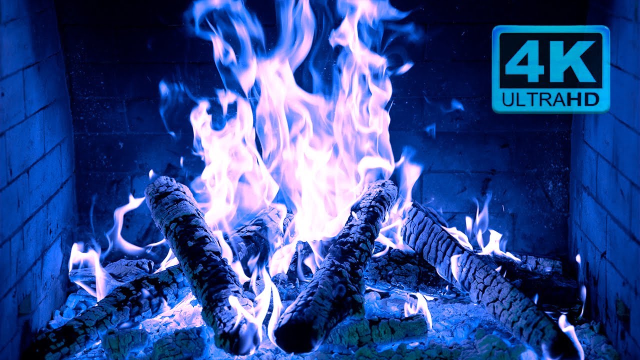 🔥 Magic Fireplace 4K! Beautiful Blue Fireplace Flames. Fireplace ...