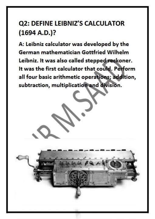 Computer Class 9 Leibniz's Calculator Question Solved Define - YouTube