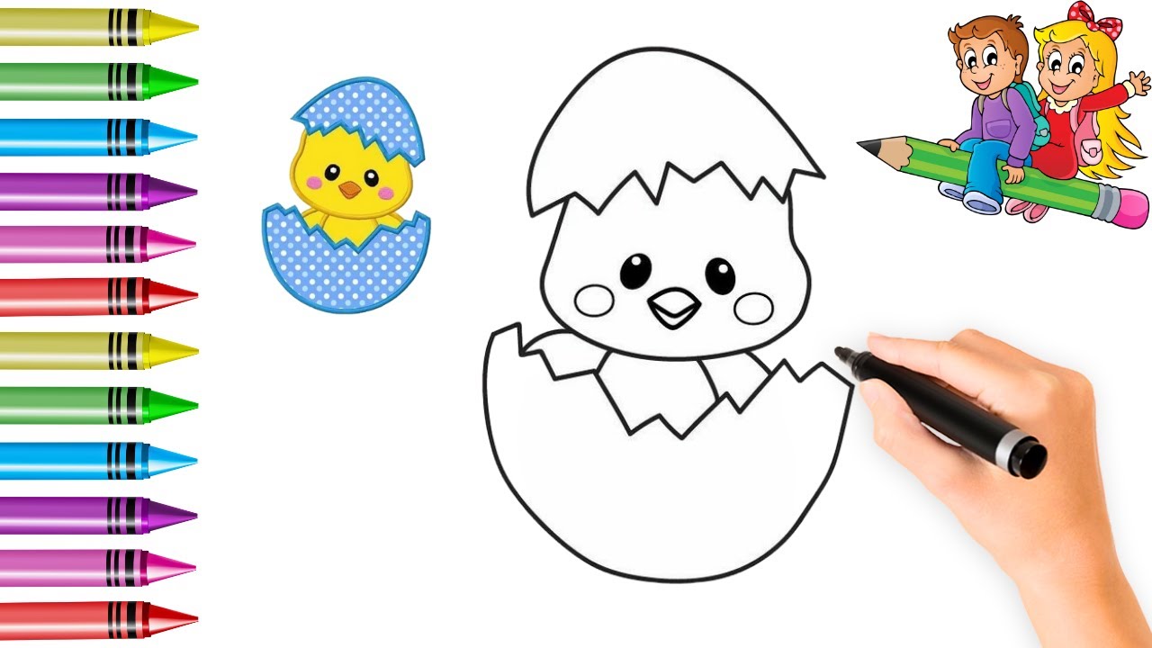 How to Draw a Cute Hatching Chick, Easy Way to Draw a Chick Step by ...