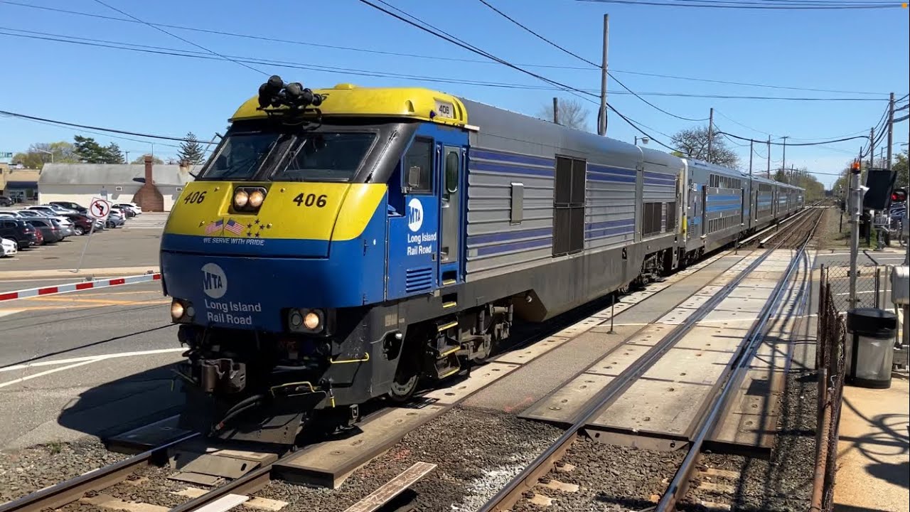LIRR Train 13 from Montauk through Bethpage DE30ACs 406/401 - YouTube