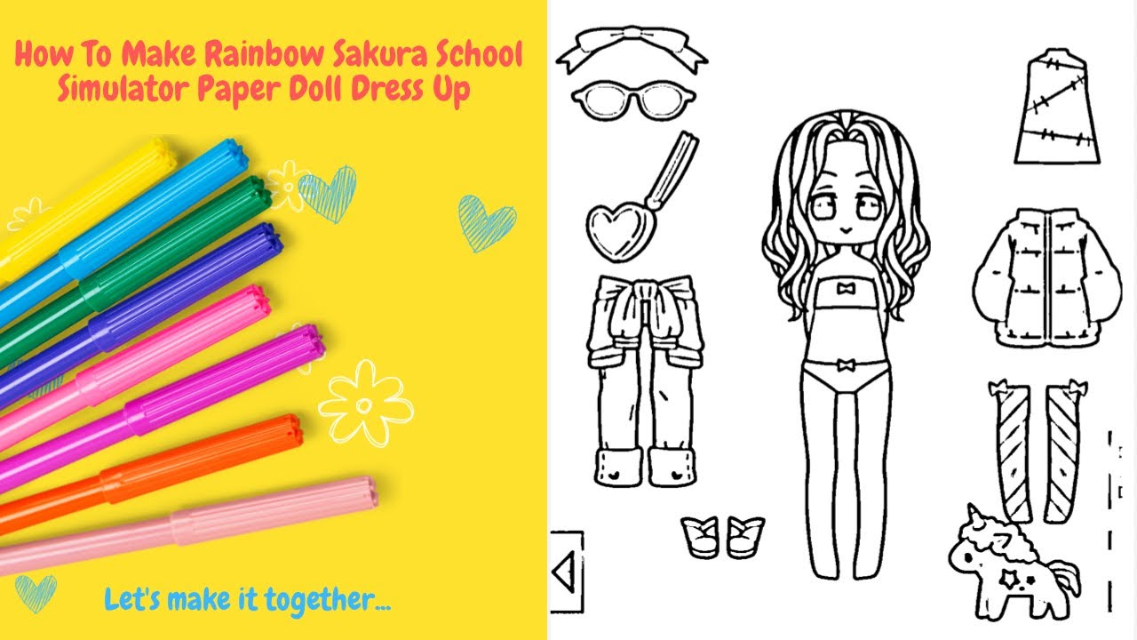 DIY How To Make Rainbow Sakura School Simulator Paper Doll Drawing ...
