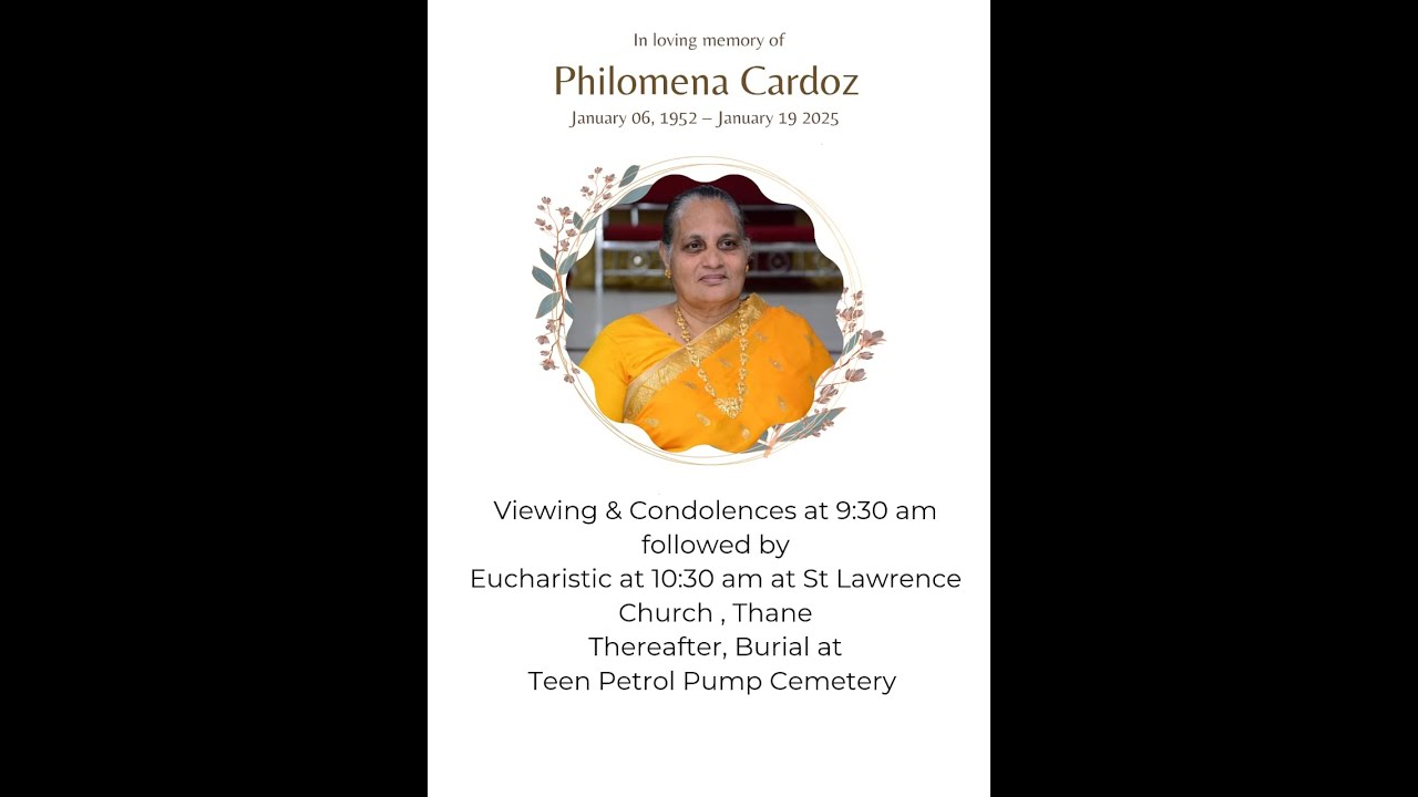 Funeral services of Philomena Cardoz at St.Lawrence Church - Thane (W ...