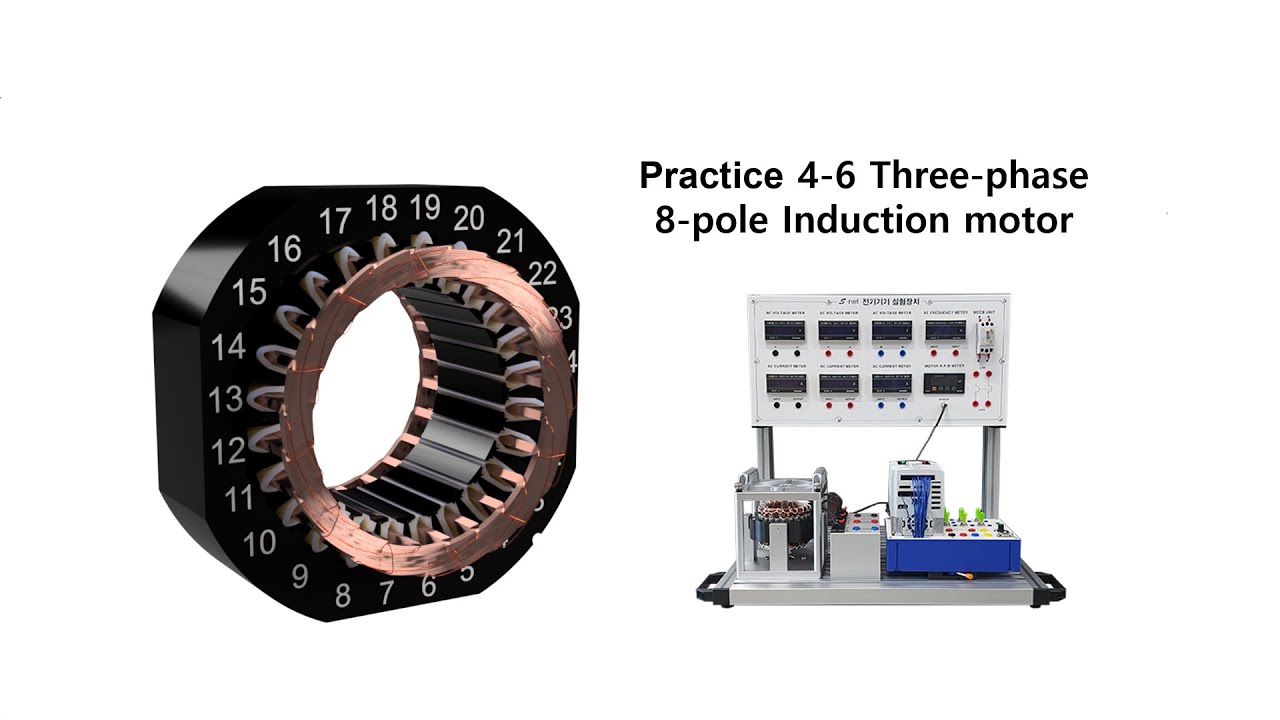 Practice 4-6 Three phase 8 pole Induction motor - YouTube