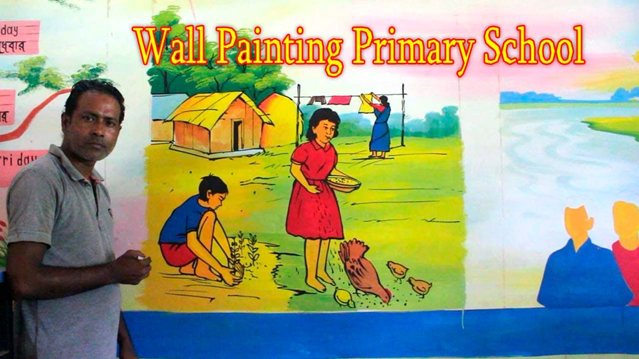Classroom wall painting....in Gov. primary school ||School Painting ...