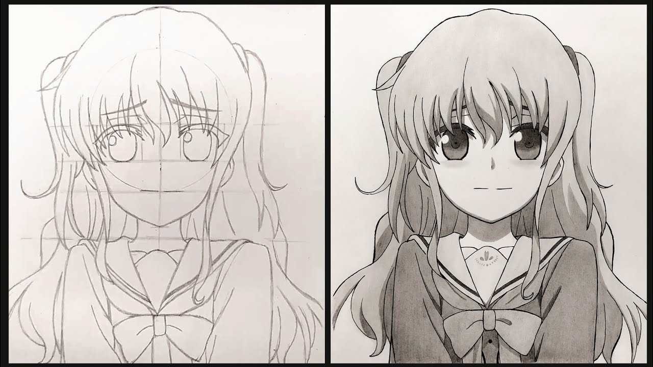 Cara Menggambar Nao Tomori - Charlotte | Drawing Nao Tomori - Step by ...
