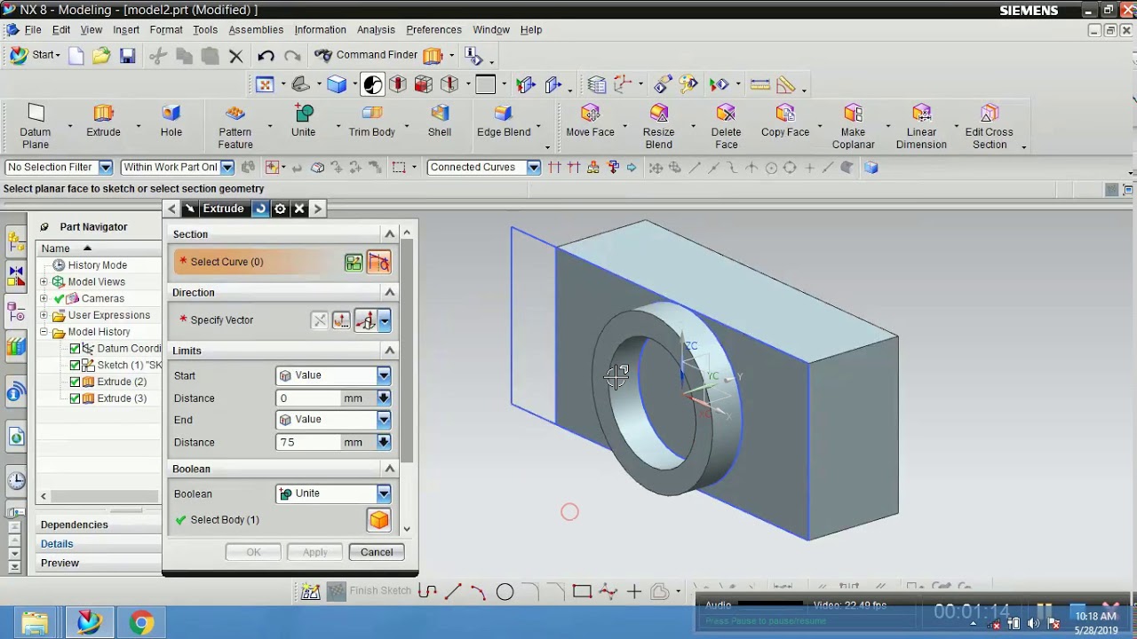 Siemens | NX | Tutrial-4 | How to Multi Extrude in one sketch ? - YouTube