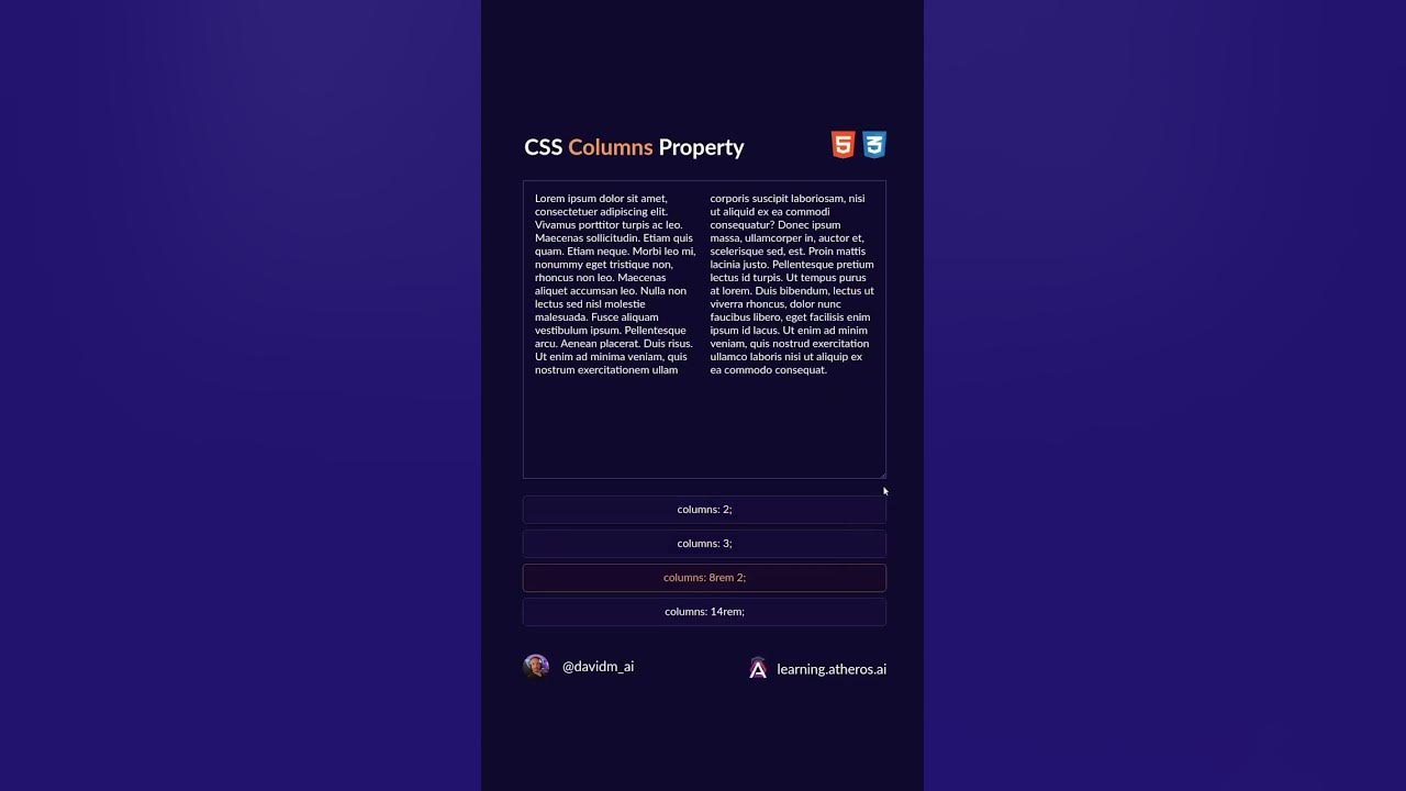 Css Columns Property 🚀 Coding Css3 Htmlcss Html Webdesign Html5 Webdevelopment Css 4684