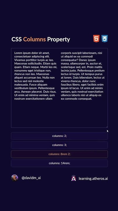 Css Columns Property 🚀 Coding Css3 Htmlcss Html Webdesign Html5 Webdevelopment Css