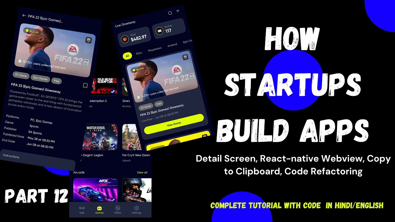 React native 2024 | react native webview | copy to clipboard | detail screen | App Part 12 ...