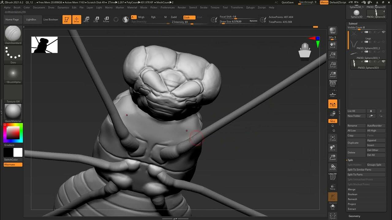 Part02- Sculpting a hyper realistic Bug/Insect in Zbrush in 2 Hours ...