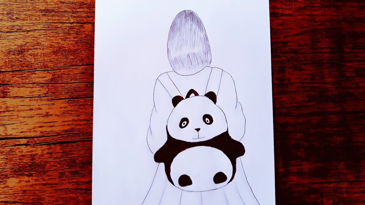 drawing of a girl with a bag like bear step by step/BAS drawing academy ...