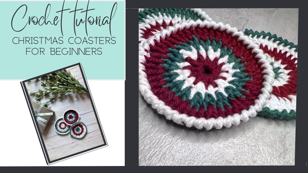 How to crochet easy Christmas coasters tutorial - YouTube