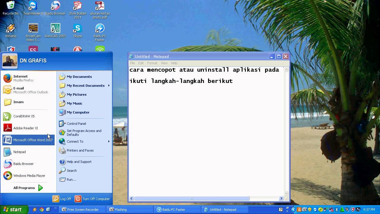 Cara Uninstall Program Pada Windows XP - YouTube