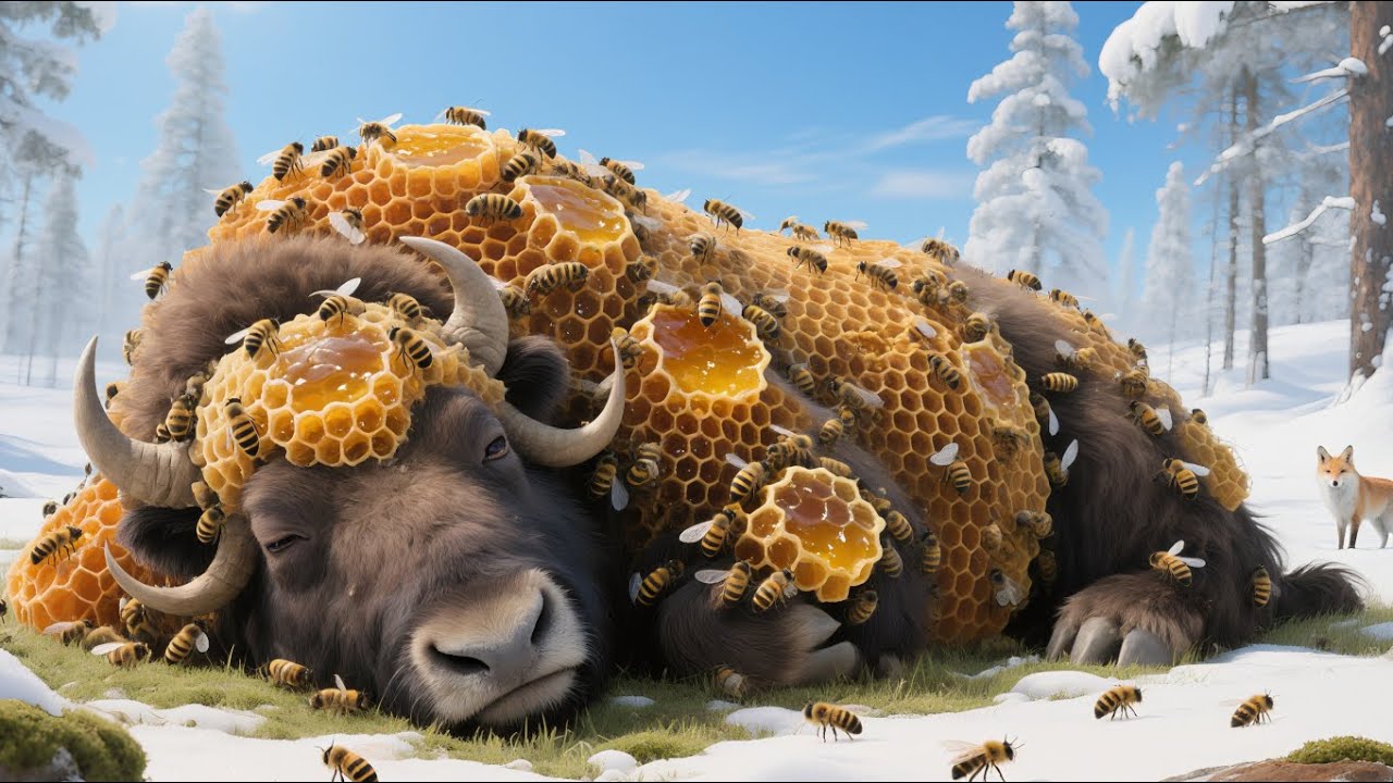 A musk ox Bear was injured by bee and parasites, A rescue team ...