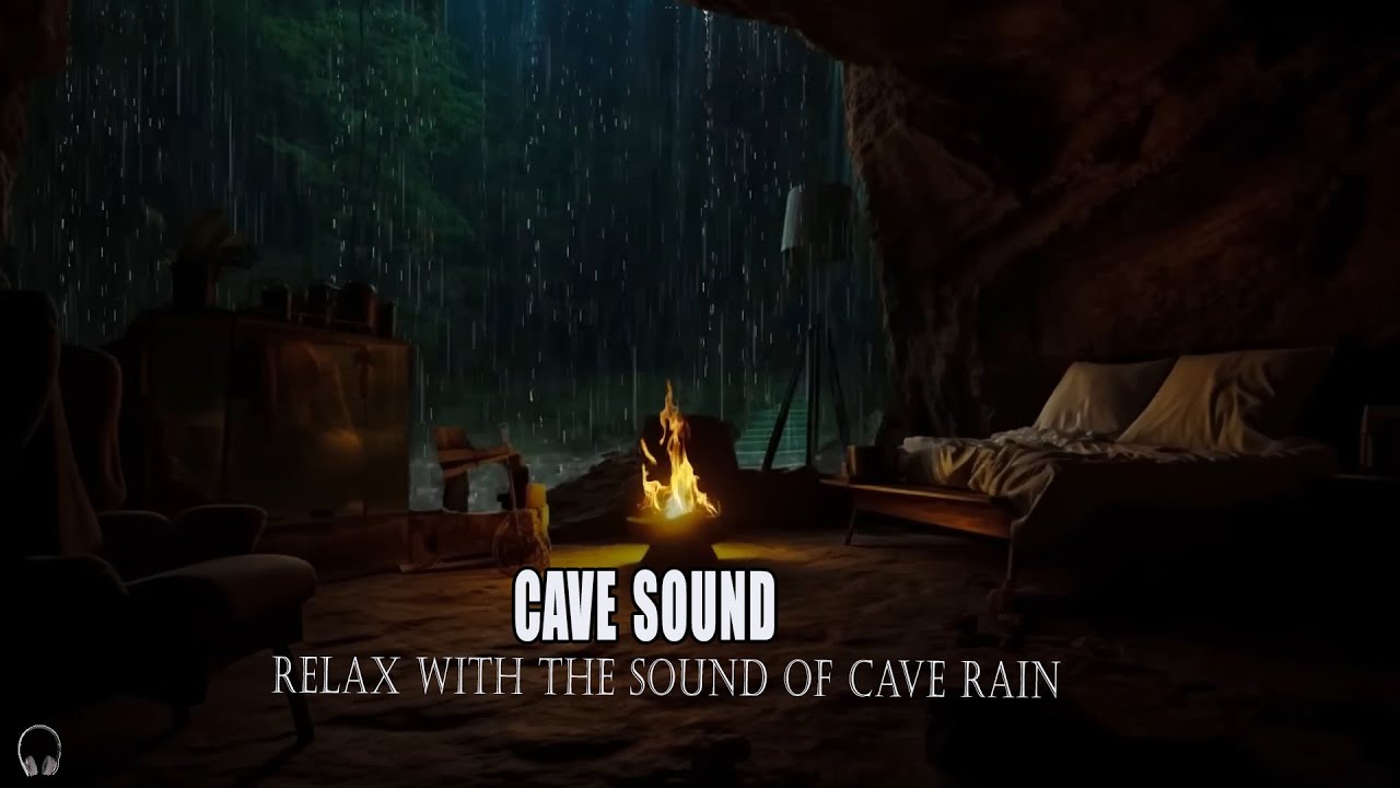 Cave sound relax with the sound of heavy rain - YouTube