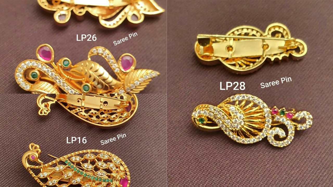 Diamond saree pin one Gram gold Jewellery collections - YouTube