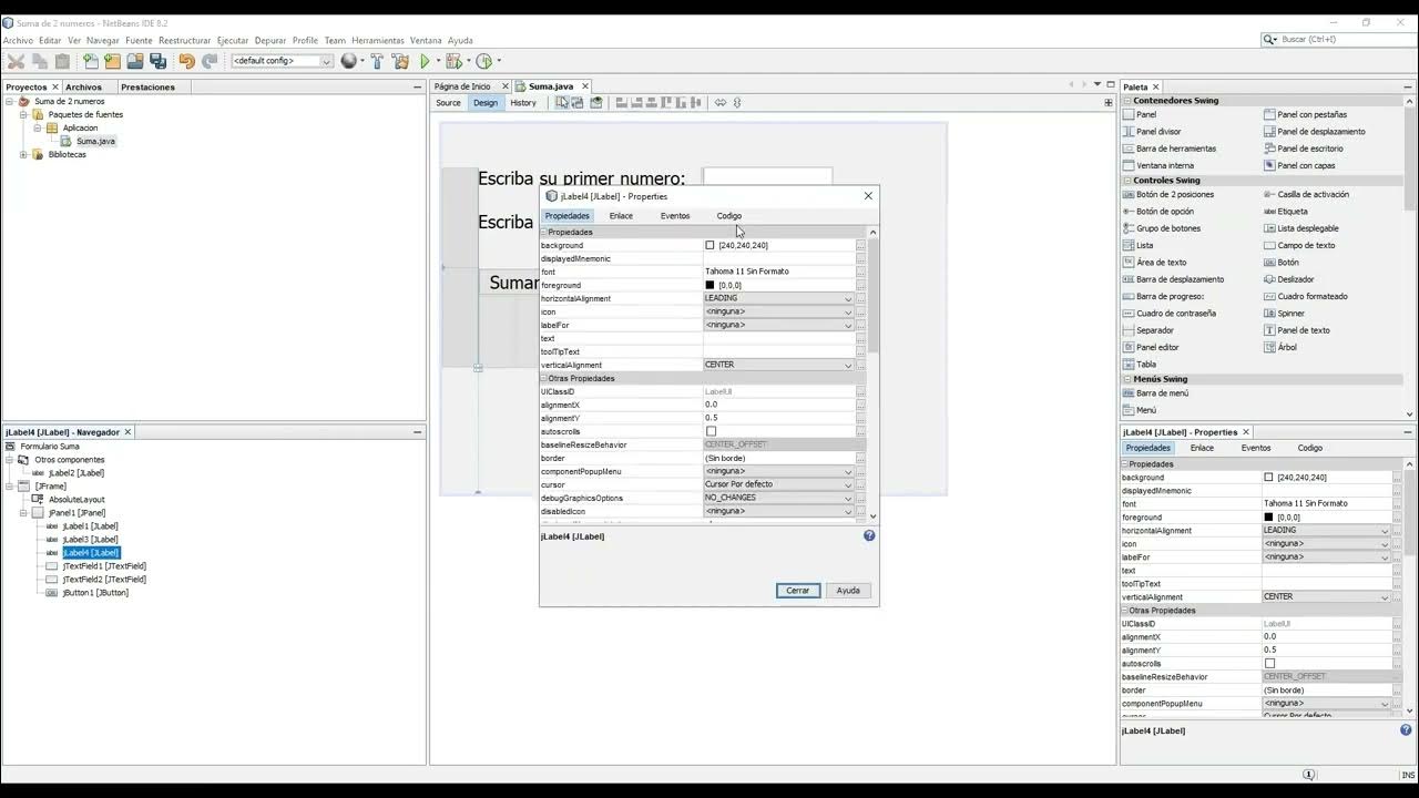 Como crear un formulario de suma de 2 numeros java netbeans - YouTube