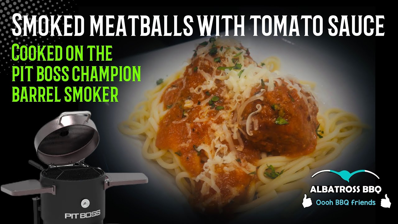 Smoked meatballs with tomato sauce on the pit boss champion barrel ...