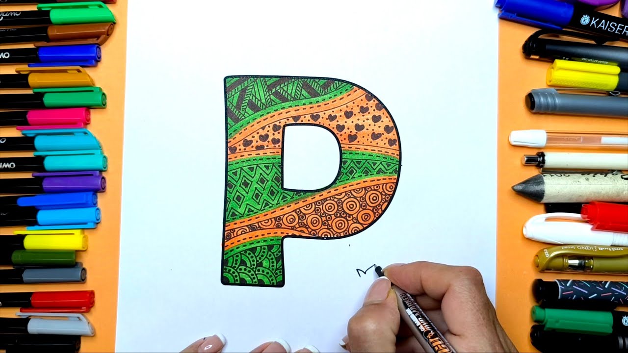 Zendoodle Alphabet "P" || Zentangle Colorful Letters Journey - YouTube