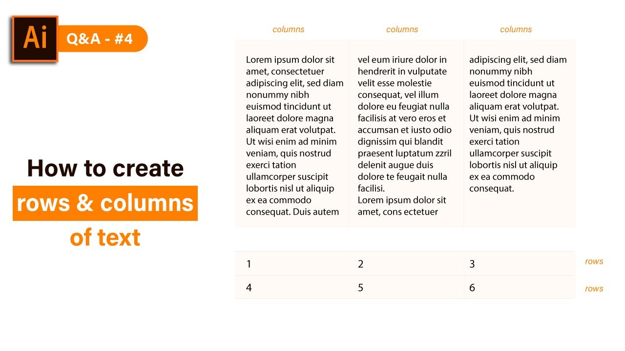 How To Create Rows And Columns Of Text Illustrator Tutorial For How To Create Rows And Columns Of Text Illustrator Tutorial For