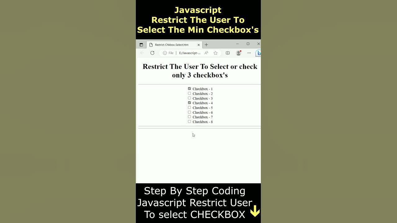 Restrict user to Limit select the checkbox client side coding javascript - YouTube