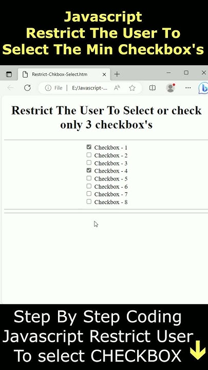 Restrict user to Limit select the checkbox client side coding javascript - YouTube