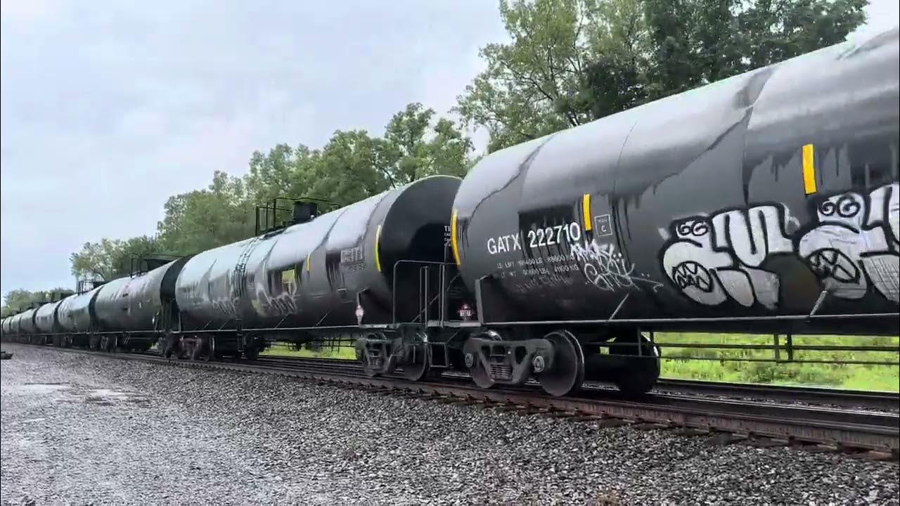 B723 eastbound at attridge road mp 382 with a cp gevo and a kcs et44ah as rear train dpu - YouTube