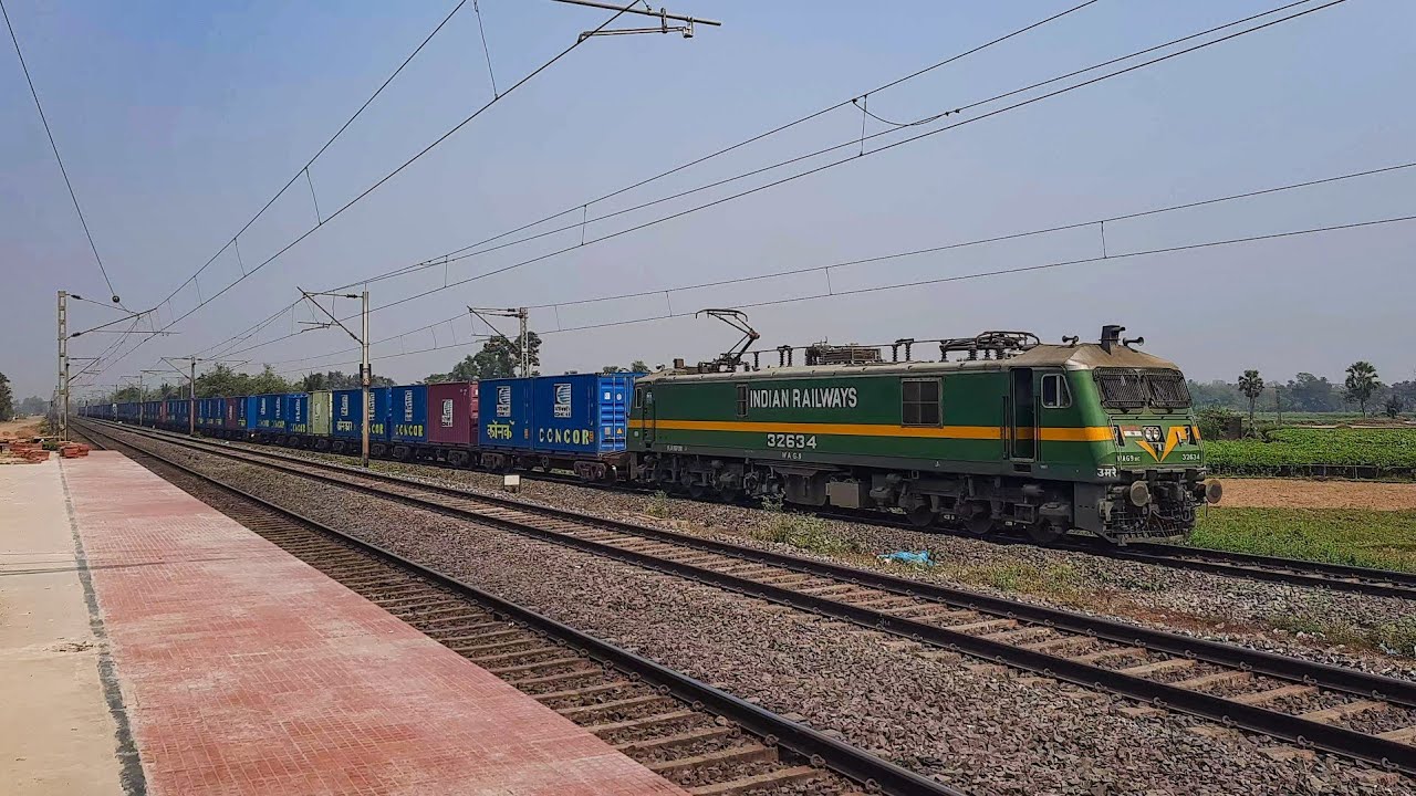 Wag-9 Hauling blc container Rake at high speed || indian Railway - YouTube