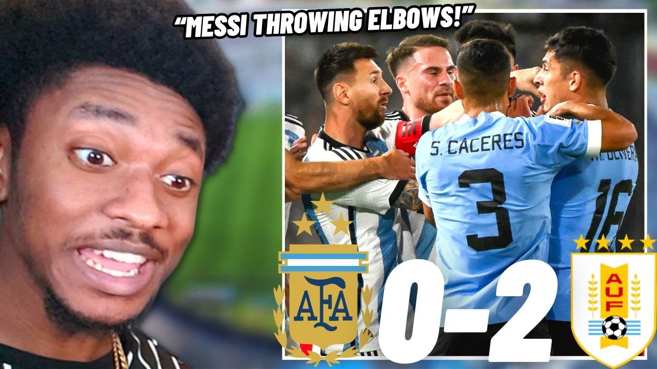 MESSI OUT HERE CHOKING PEOPLE?! 🤣 | Argentina 0-2 Uruguay Reaction ...