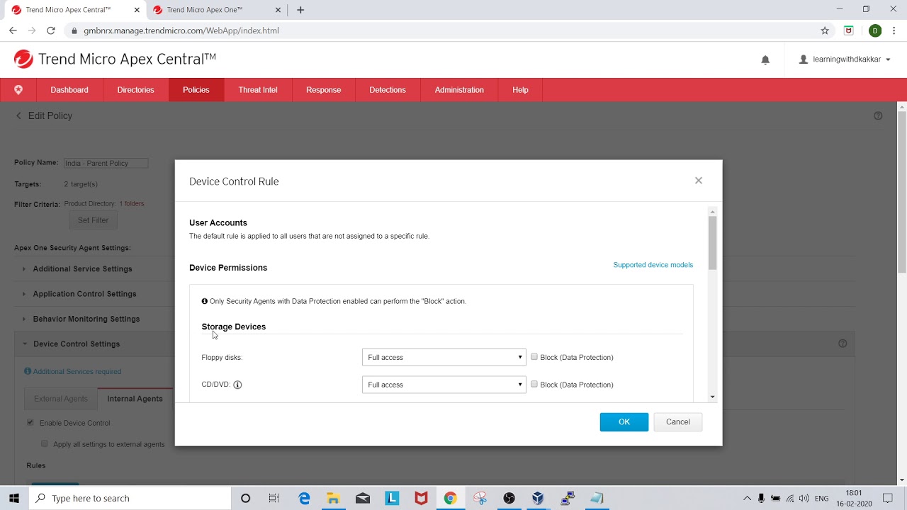 Trend Micro Apex One As A Service - Creating Policy - YouTube
