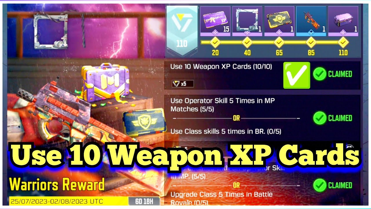 Call Of Duty Mobile Use 10 Weapon XP Cards Task Complete - YouTube